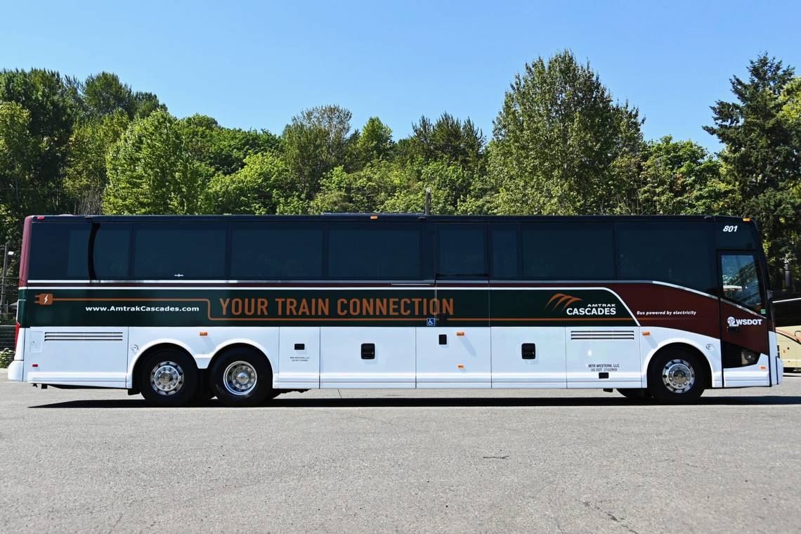 WSDOT launches Amtrak electric buses that will operate between Seattle ...