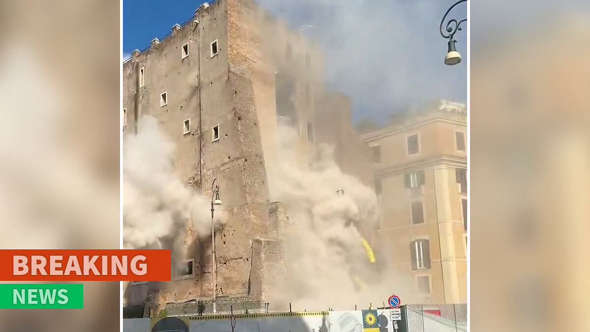Famous Rome Tower Partially Collapses Onto People Below, Video Captures ...
