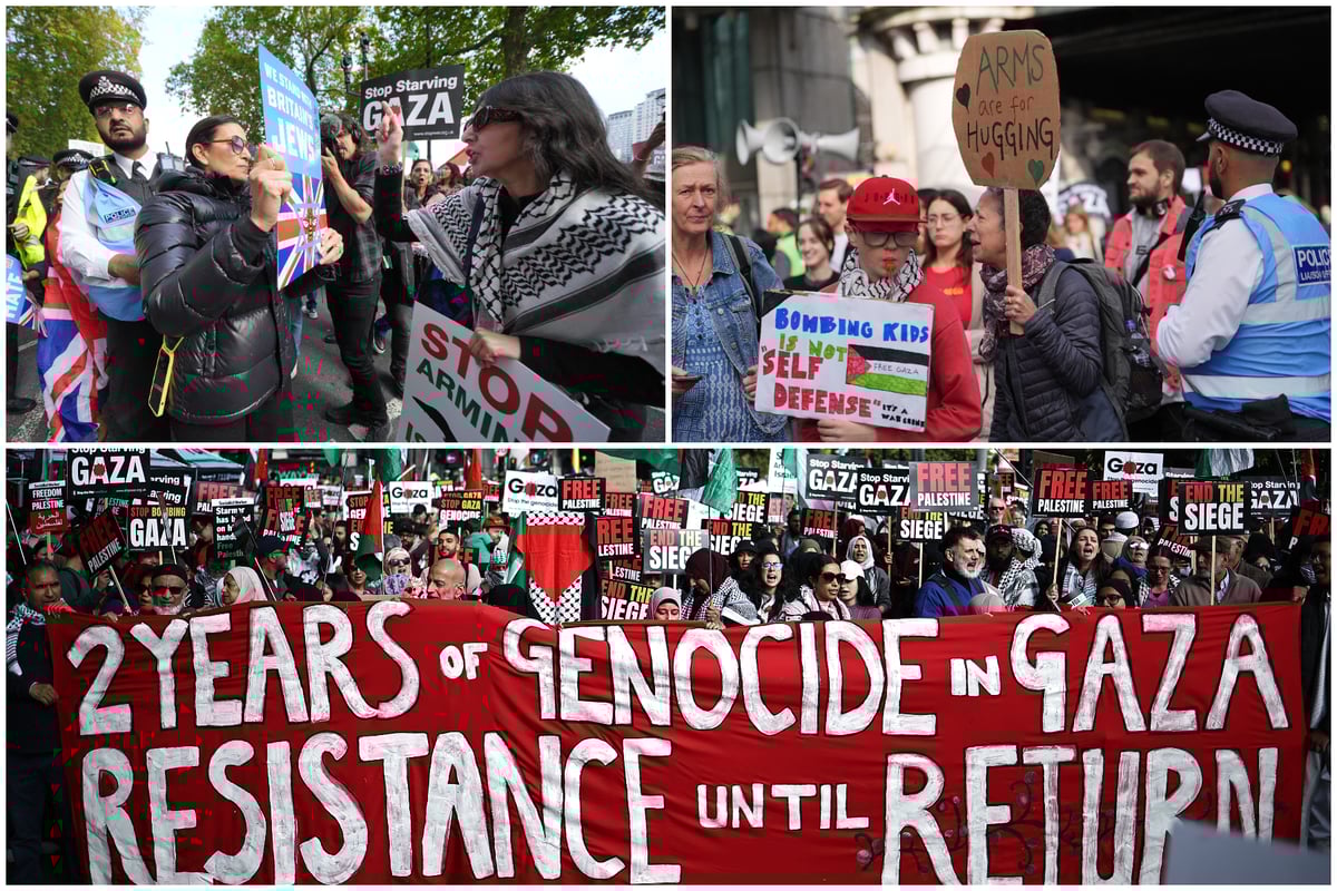 Arrests as thousands gather for pro-Palestine march to mark two years since Gaza war - Yahoo News UK