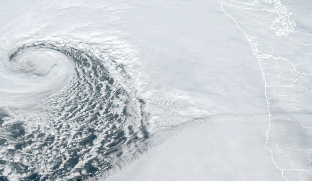 The bomb cyclone looks monstrous from space