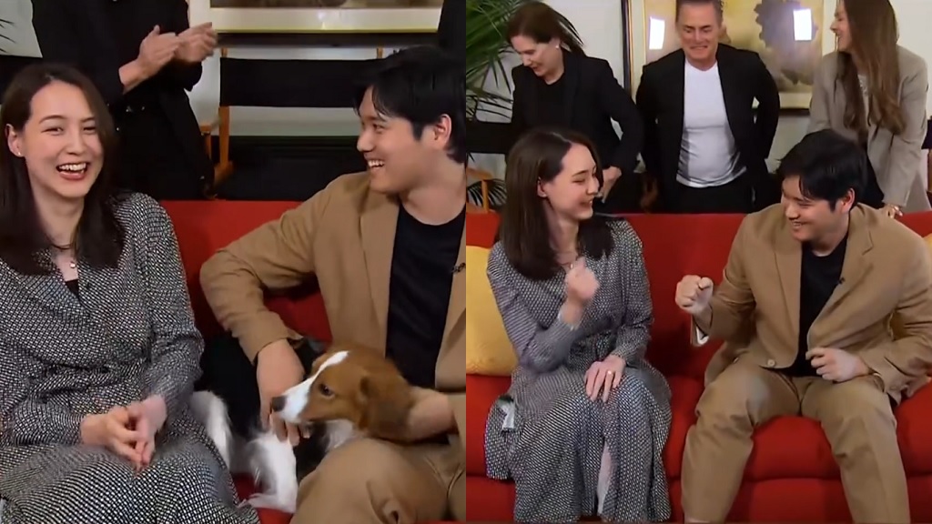 Mamiko Tanaka fist-bumps husband Shohei Ohtani after NL MVP win - Yahoo News UK