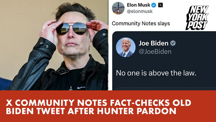 X community notes fact-checks old Biden tweet after Hunter pardon ...