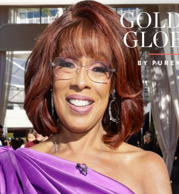 Gayle King Is a Vision in Purple on Golden Globes Red Carpet