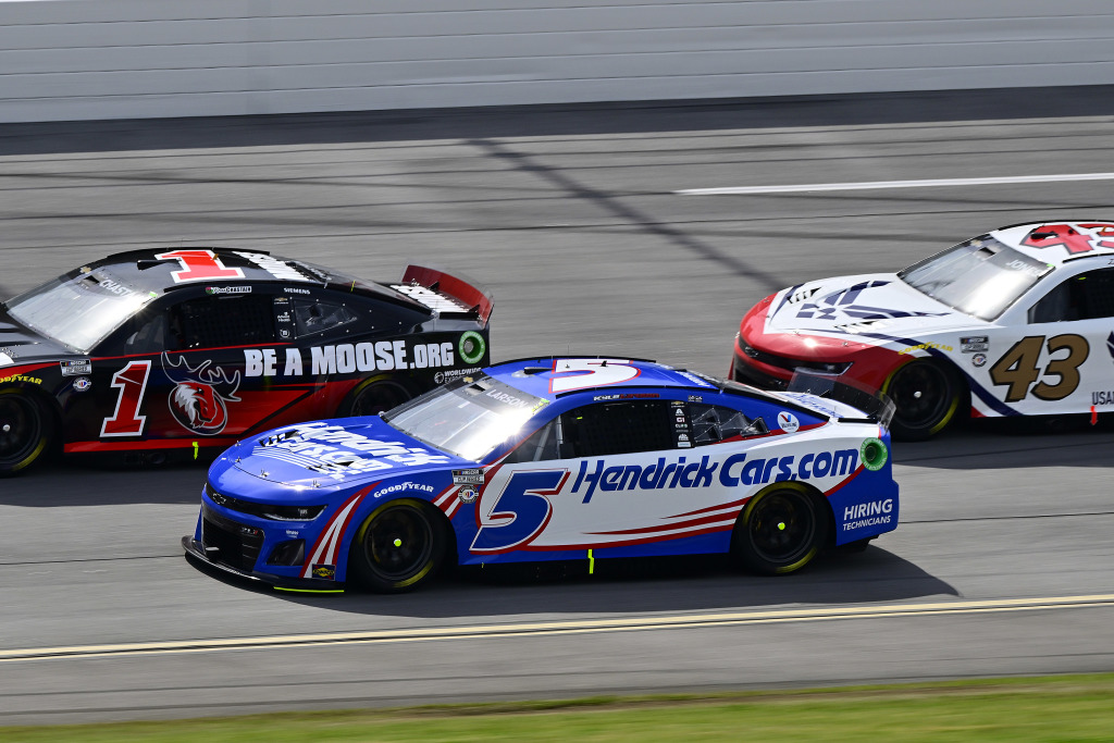 Larson’s wrecked No. 5 among Talladega cars taken for inspection