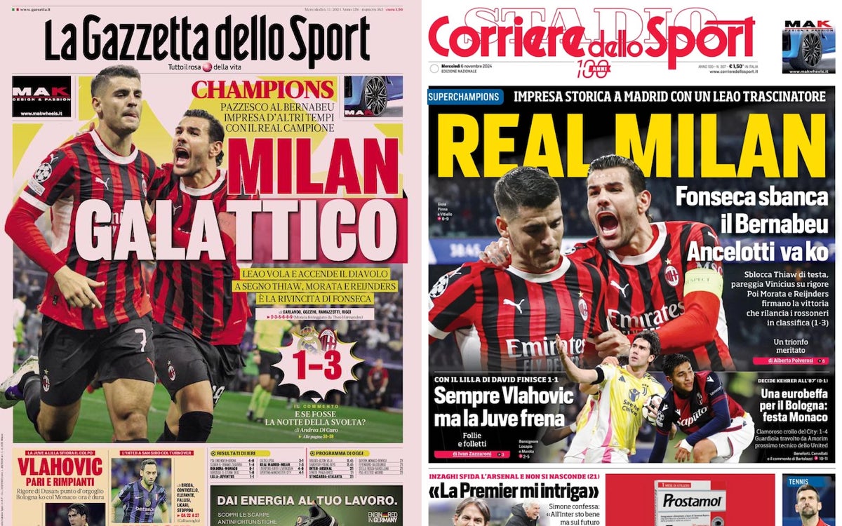 Gallery: ‘Milan Galacticos’, ‘Historic victory in Madrid’ – Today’s ...