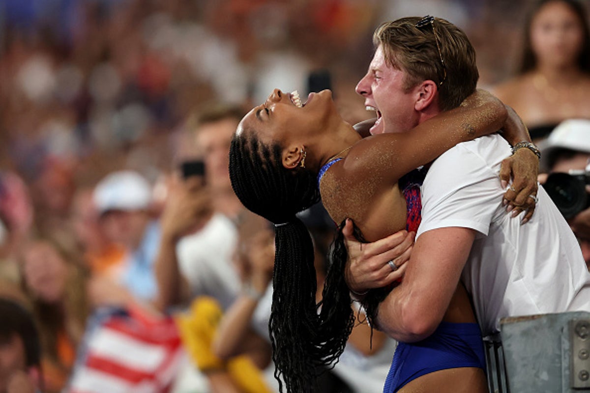 Olympic gold medalist Tara Davis-Woodhall posts sweet celebration for husband Hunter’s ...
