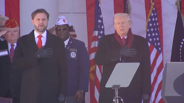 Trump sings along to a handful of words of God Bless America at ...