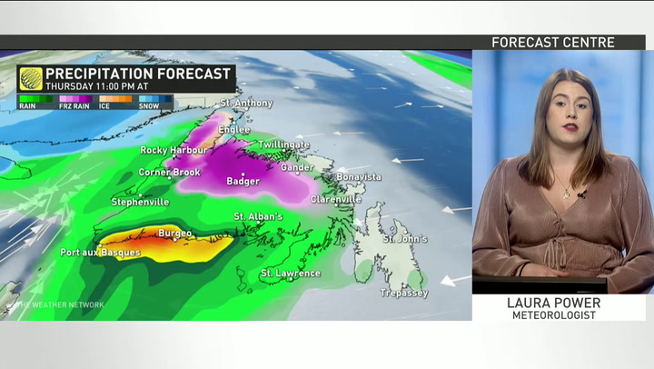 Freezing rain in Newfoundland threatens hazardous conditions