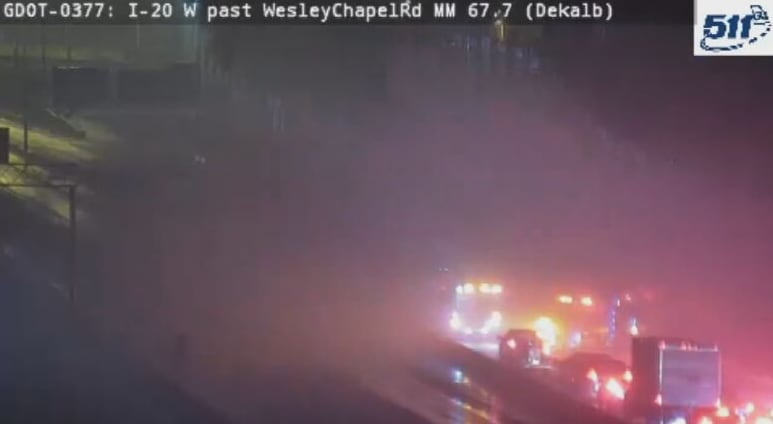 MARTA bus catches fire, partially closing I-20 ramp, officials say