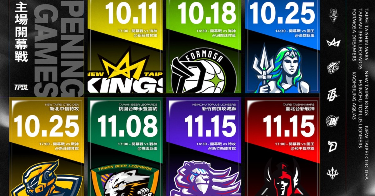 TPBL／2025-26例行賽賽程公布！7隊主場開幕戰齊亮相